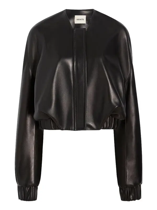 Khaite Cordan Leather Bomber Jacket - Black