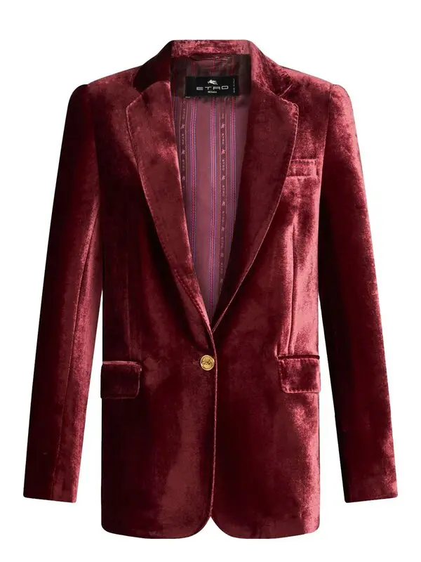 Etro Velvet Single-breasted Blazer - Red