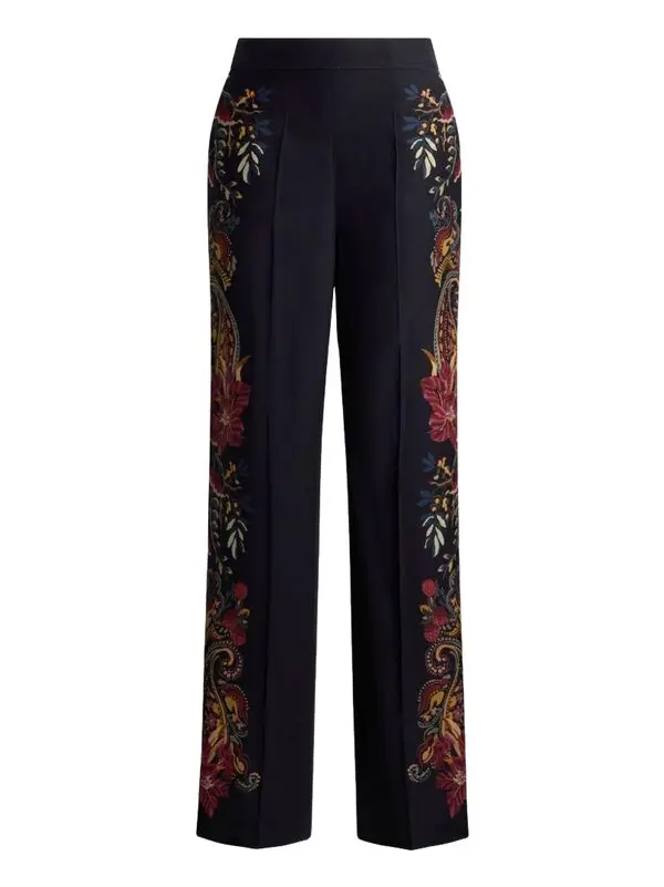 Etro Silk Trousers With Embellished Side Panels - Black