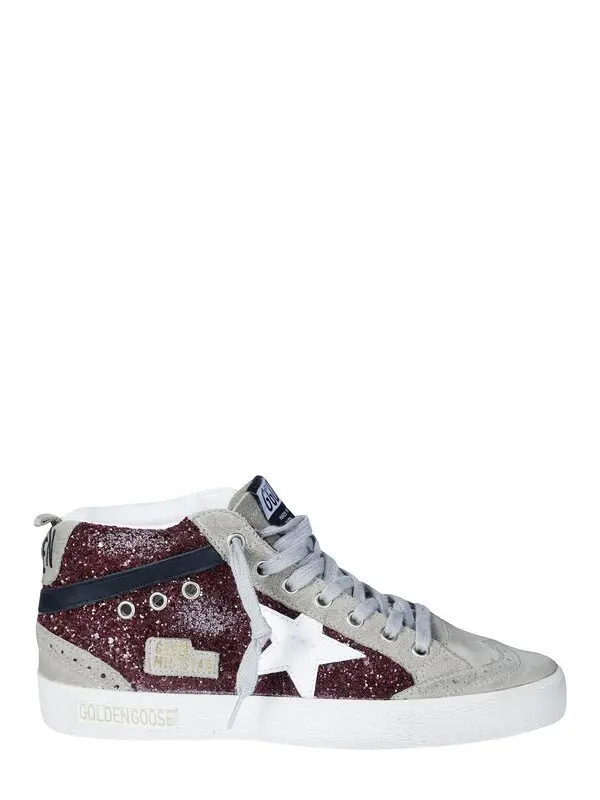 GOLDEN GOOSE Mid Star Glitter Suede Sneakers - Rosso