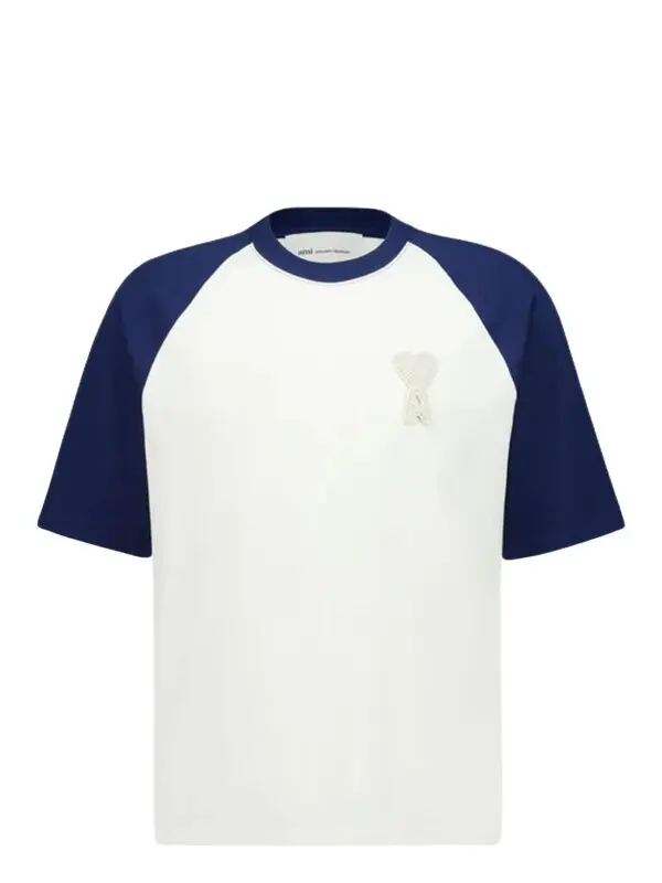 AMI Paris Two-tone Raglan Sleeve Top - White
