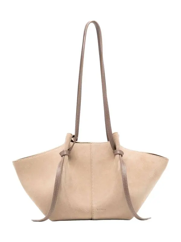 Yuzefi Suede Tote Handbag With Adjustable Knot Strap - Beige