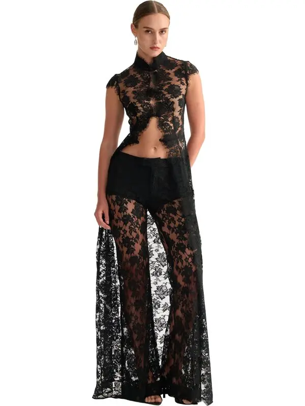 SAU LEE Saphina Lace Pant - Black