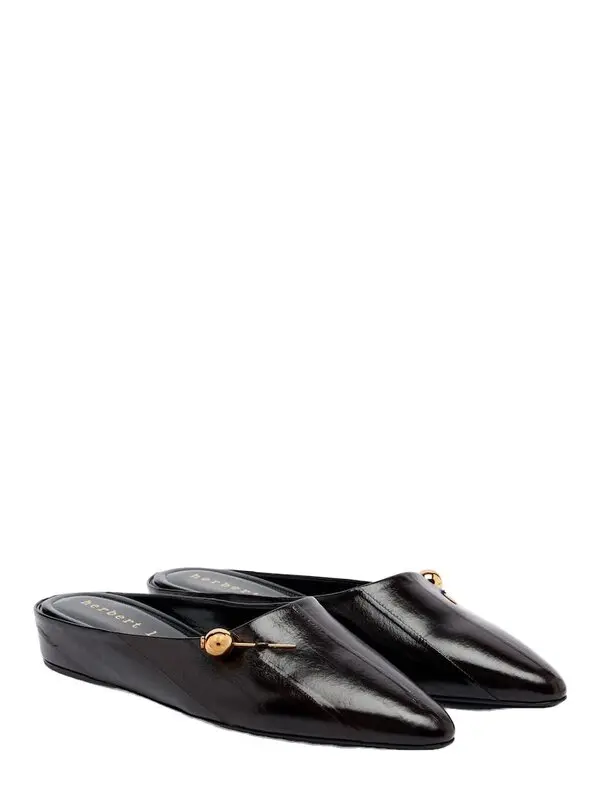 HERBERT LEVINE Sleep On It Leather Mules - Brown