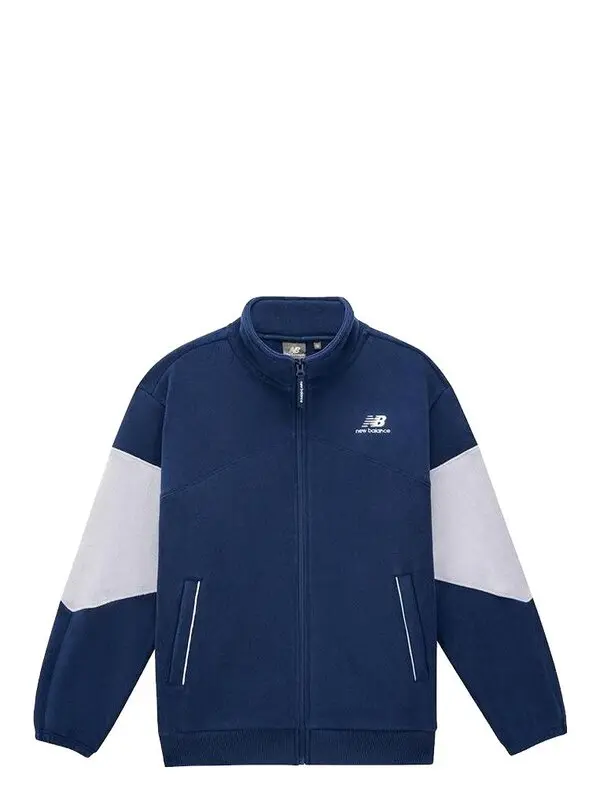 NEW BALANCE Zip-up Track Jacket With Colorblock Detail - Teal/grey
