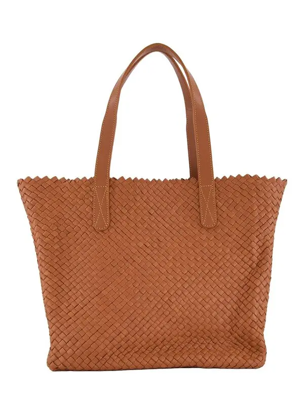 Dragon Diffusion Camel Woven Leather Shoulder Bag - Brown