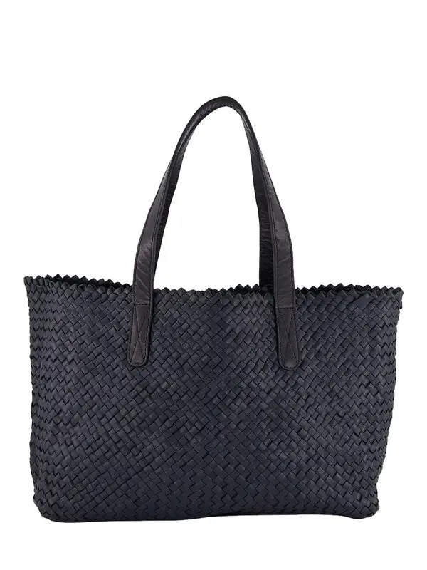 Dragon Diffusion Dark Woven Leather Shoulder Bag - Blue