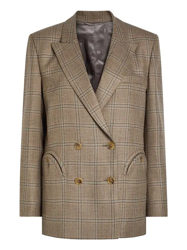 BLAZÉ MILANO Checked Double-breasted Wool Blazer - Beige