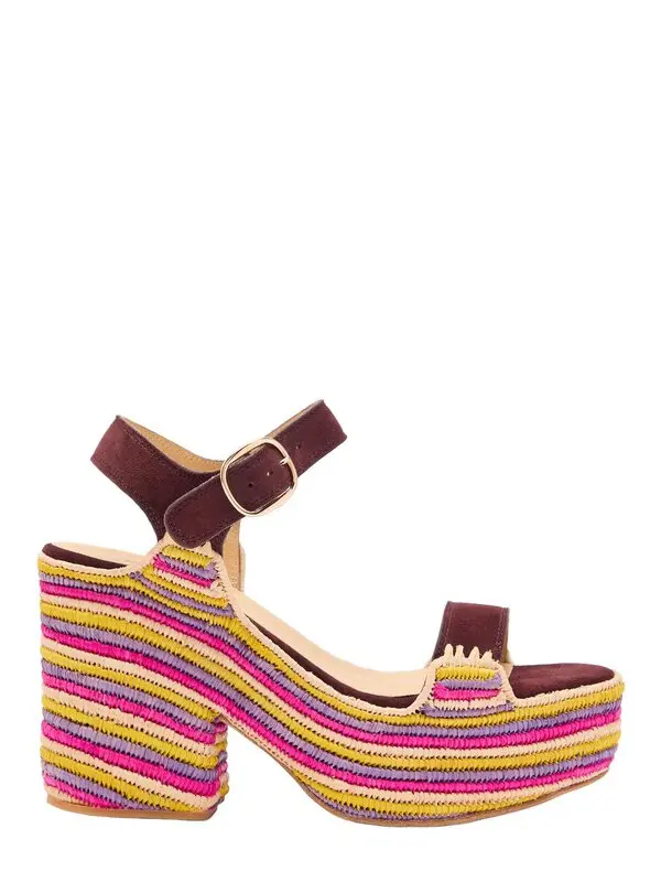 Gabriela Hearst Sardis 100 Striped Raffia Platform Sandals - Multicoloured