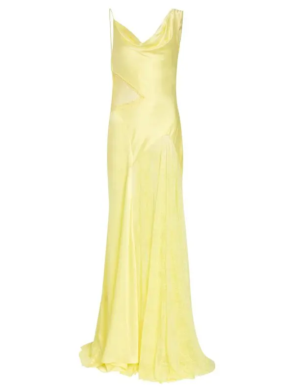 DEME Bijou Lace And Silk Maxi Dress - Yellow