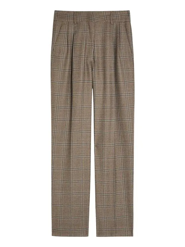 BLAZÉ MILANO Fox Checked Wool Trousers - Beige