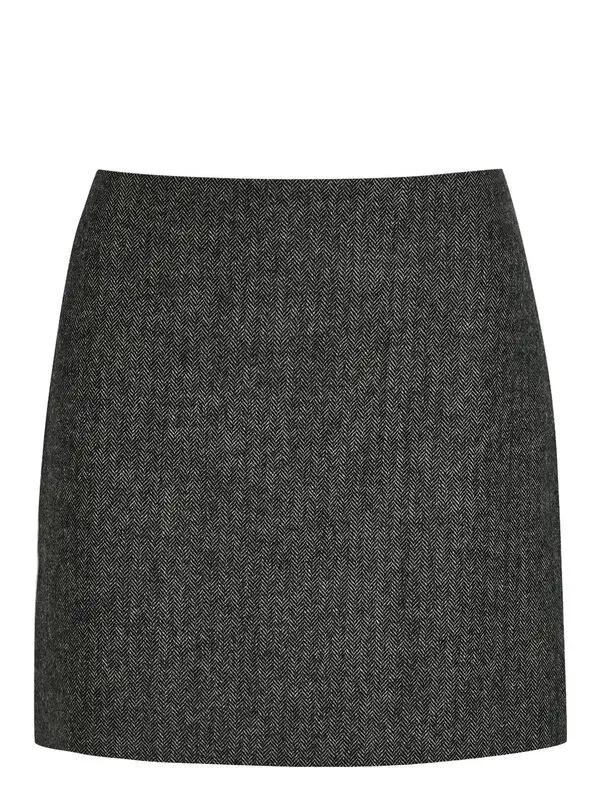 BLAZÉ MILANO Herringbone Wool-blend Mini Skirt - Black