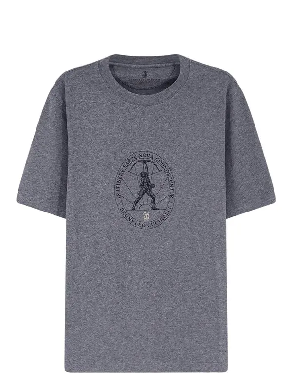 Brunello Cucinelli Cotton T-shirt With Front Print - Multicolor