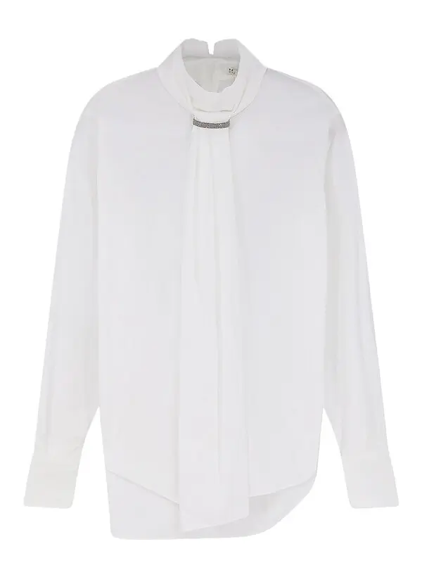 Brunello Cucinelli Cotton Blend Shirt With Monili Detail - Multicolor