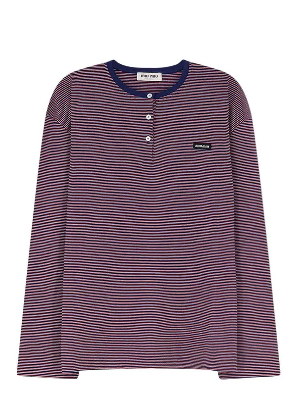 Miu Miu Cotton T-shirt With Striped Pattern - Multicolor