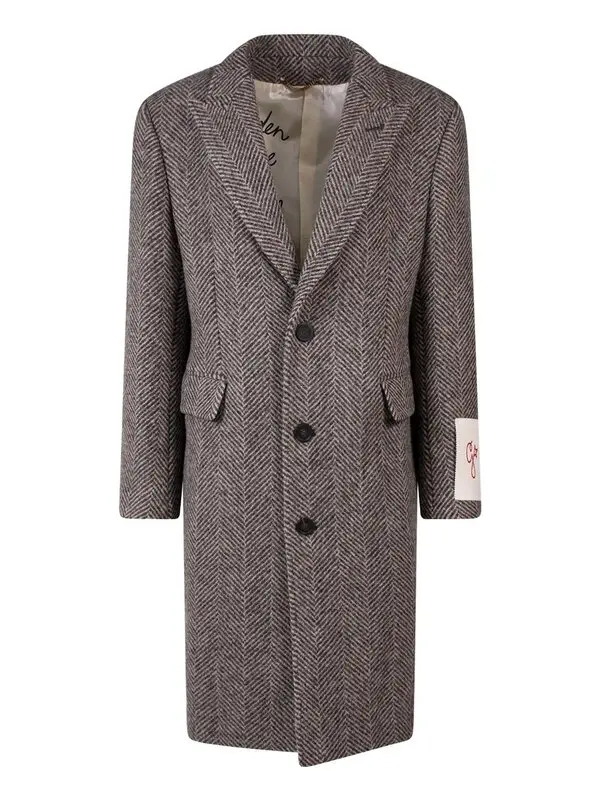 GOLDEN GOOSE Virgin Wool Herringbone Coat - Multicolor