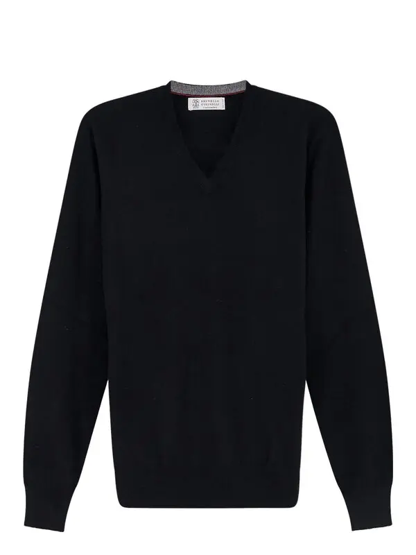 Brunello Cucinelli V-neck Cashmere Sweater - Black
