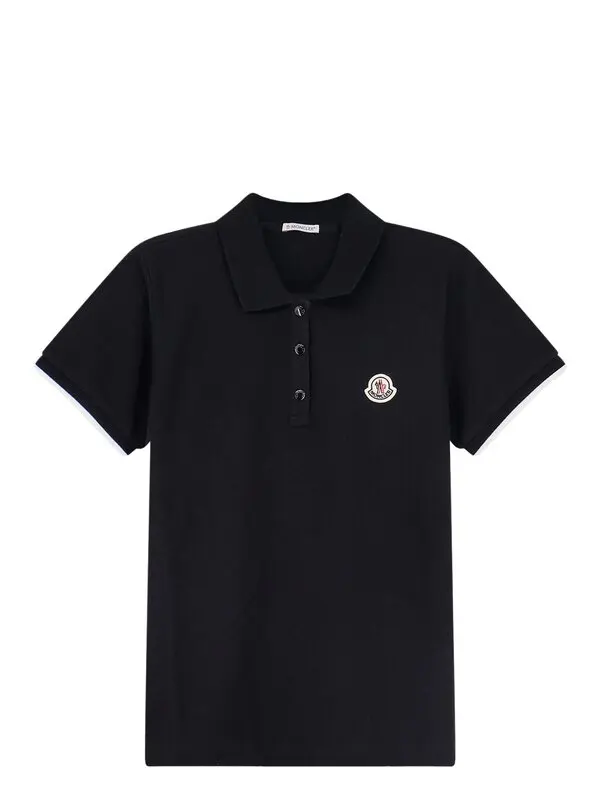 Moncler Cotton Polo Shirt With Logo Patch - Multicolor
