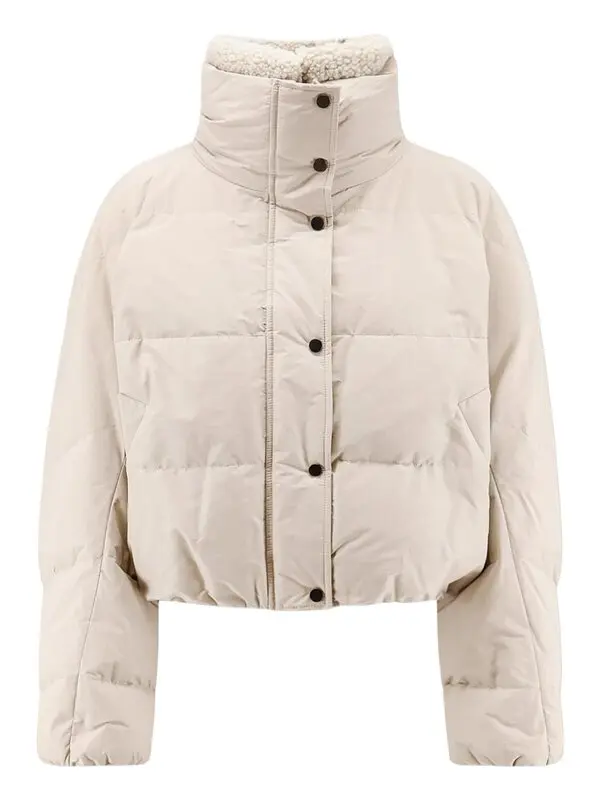 Brunello Cucinelli Down Jacket With Shearling Collar - Multicolor