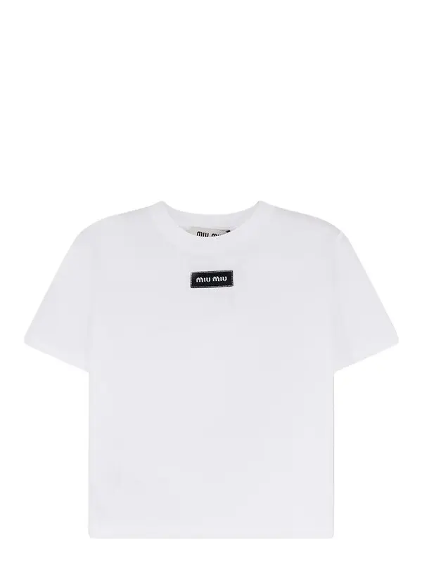 Miu Miu Embroidered Logo Cotton T-shirt - Multicolor