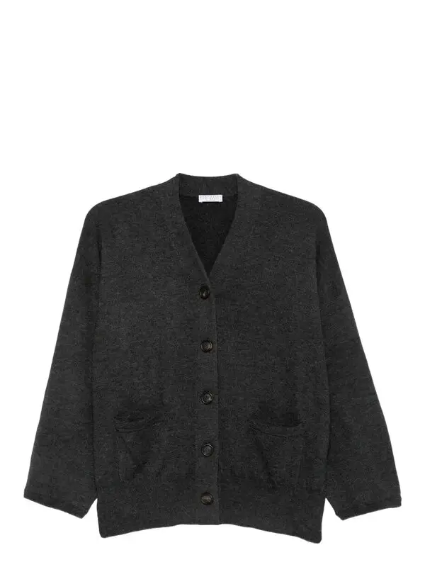 Brunello Cucinelli Oversized Cashmere V-neck Cardigan With Patch Pockets - Multicolor