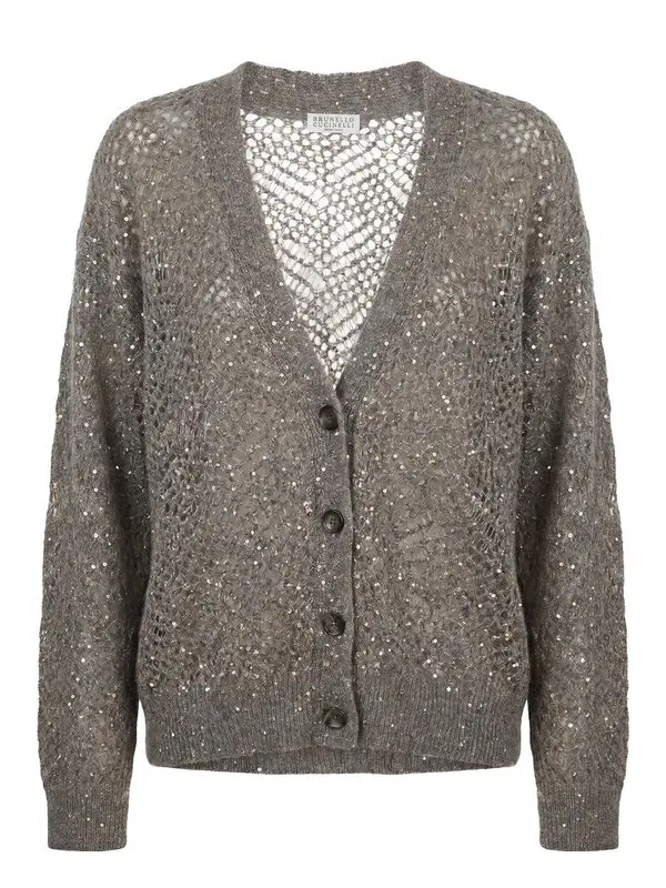 Brunello Cucinelli Openwork Knit Sequin Cardigan - Multicolor