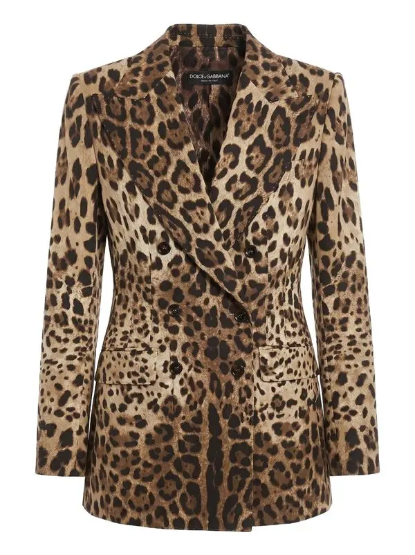 Dolce & Gabbana Leopard Print Double-breasted Wool Blazer - Multicolor