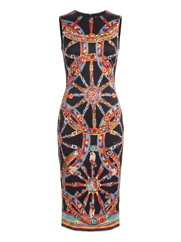 Dolce & Gabbana Printed Silk Sheath Dress - Multicolor