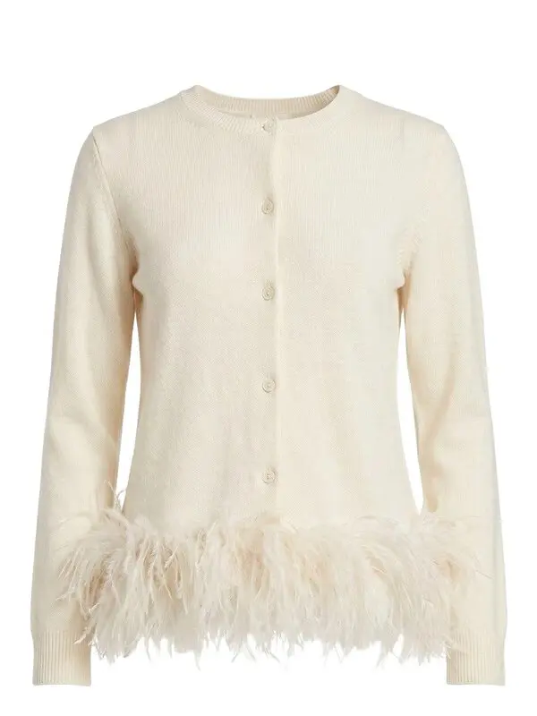 P.a.r.o.s.h Wool Cardigan With Feather Trim And Back Tie - Multicolor