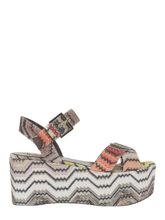 Missoni Zigzag Platform Buckled Sandals - Gray