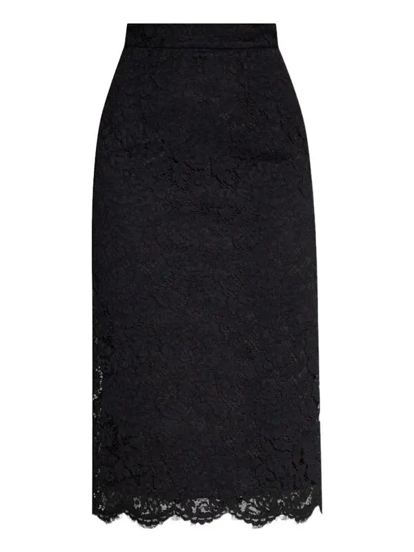 Dolce & Gabbana High-waisted Lace Midi Skirt - Black