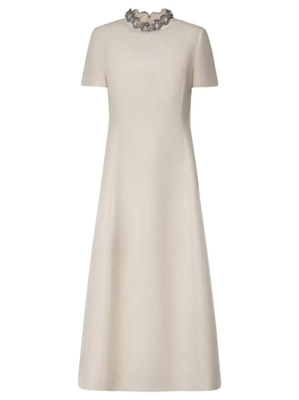 Valentino Garavani Crepe Couture Embroidered Midi Dress - No