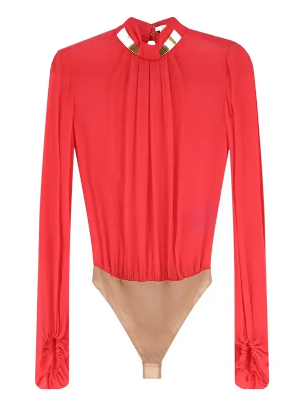 Elisabetta Franchi High-neck Pleated Bodysuit - Red