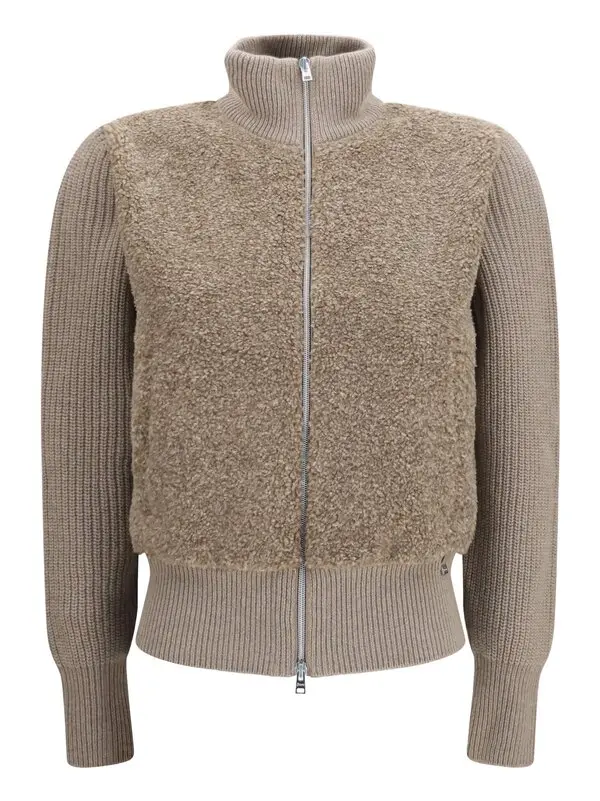 Herno Ribbed Pure Wool Cardigan - Beige