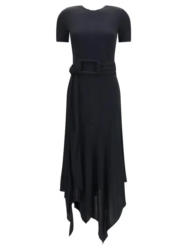 Alaïa Belted Jersey Midi Dress - Black