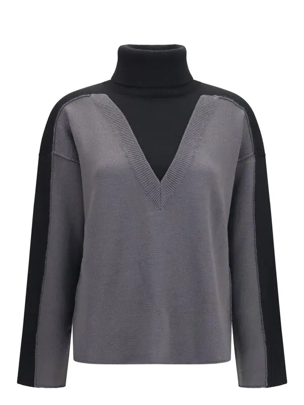 MAISON MARGIELA Two-tone High-neck Sweater - Black