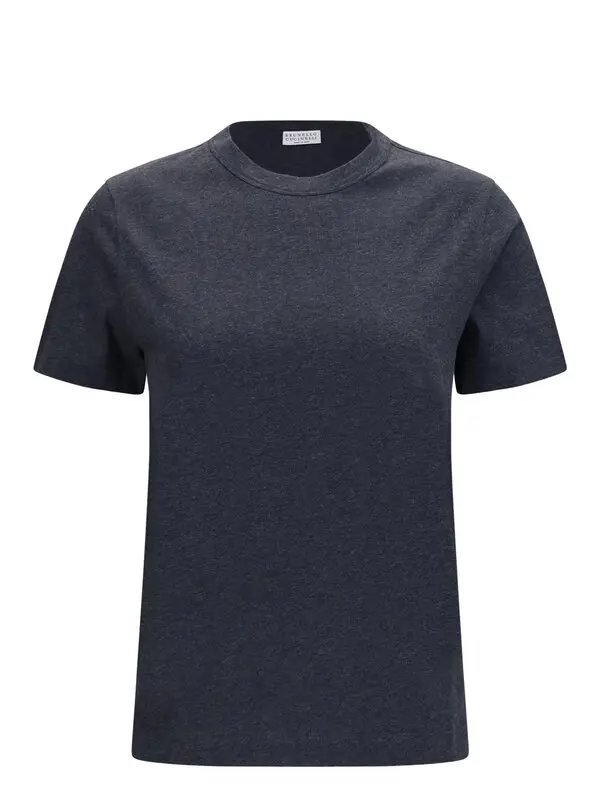 Brunello Cucinelli Monochrome T-shirt With Jewel Detail - Grey