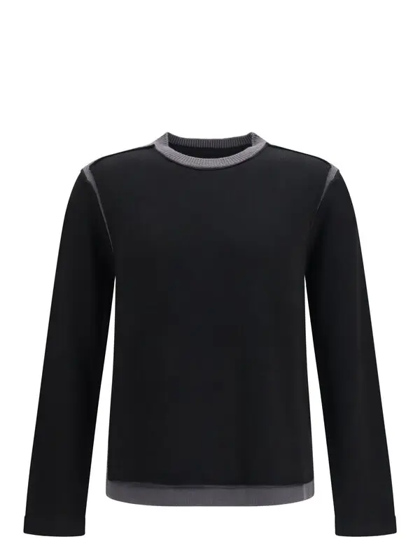 MAISON MARGIELA Wool Crew-neck Sweater With Contrasting Trims - Black