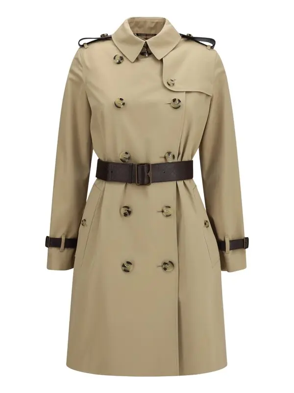Burberry Kensington Midi Leather Trench - Beige