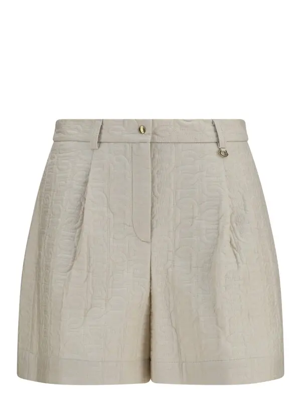 Moncler Logo Quilted Shorts - Beige