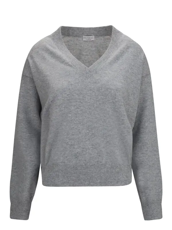 Brunello Cucinelli V-neck Cashmere Sweater - Grey