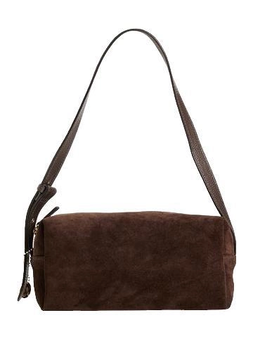 LAURA DI MAGGIO Dark Suede Shoulder Bag - Dark Brown