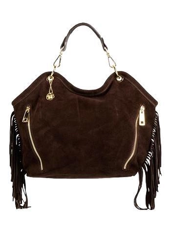 LAURA DI MAGGIO Suede Shopper Bag With Fringe Detail - Brown