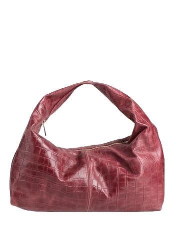 LAURA DI MAGGIO Dark Leather Hobo Bag With Crocodile-effect - Garnet
