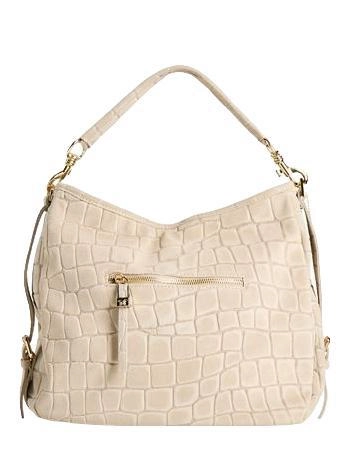 LAURA DI MAGGIO Suede Crocodile-effect Handbag - Ivory