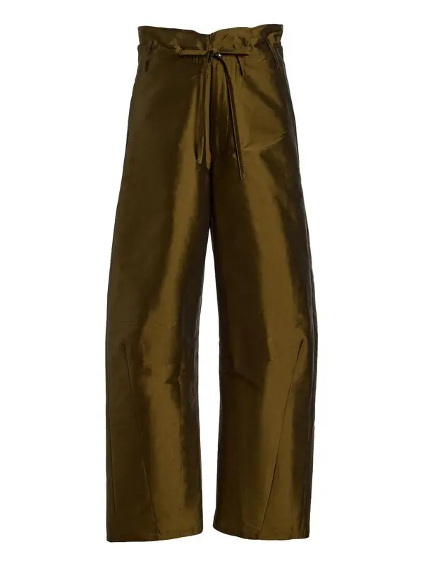 Chan Luu Techno Taffeta Wide-leg Pants - Olive