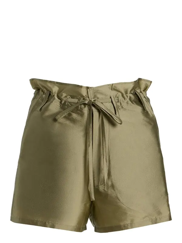 Chan Luu Techno Taffeta Shorts With Drawstring Waist - Green