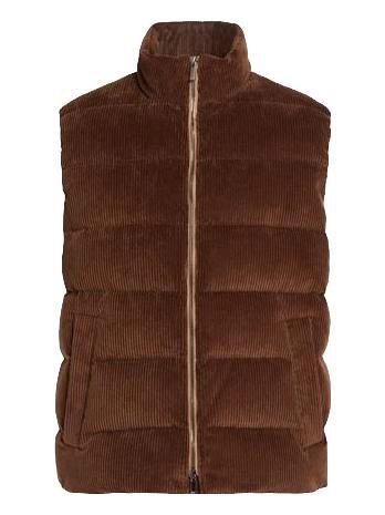 Montedoro Quilted Corduroy Puffer Vest - Brown