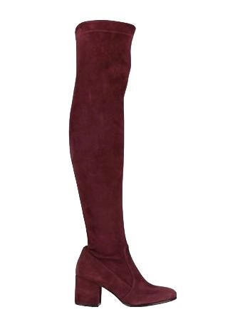 N & C Over The Knee Suede Boots - Red