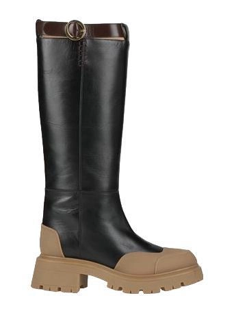 ODISSI Leather Knee-high Boots With Strap Detailing - Black